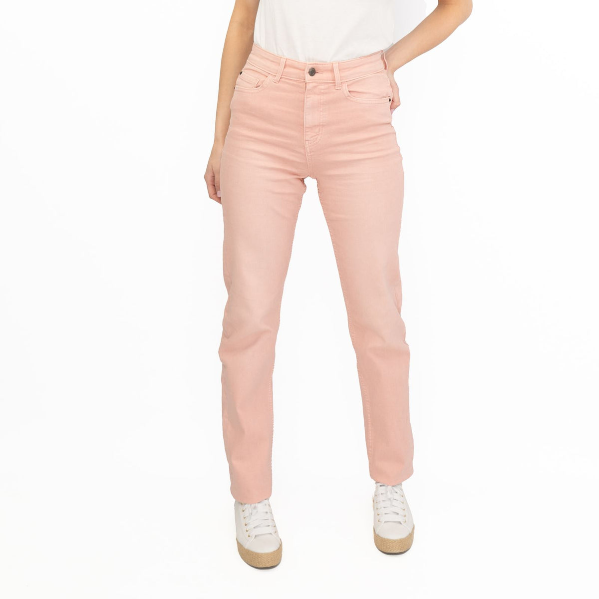 M&S Full Length Straight Leg Light Pink Denim Trousers - Quality Brands ...