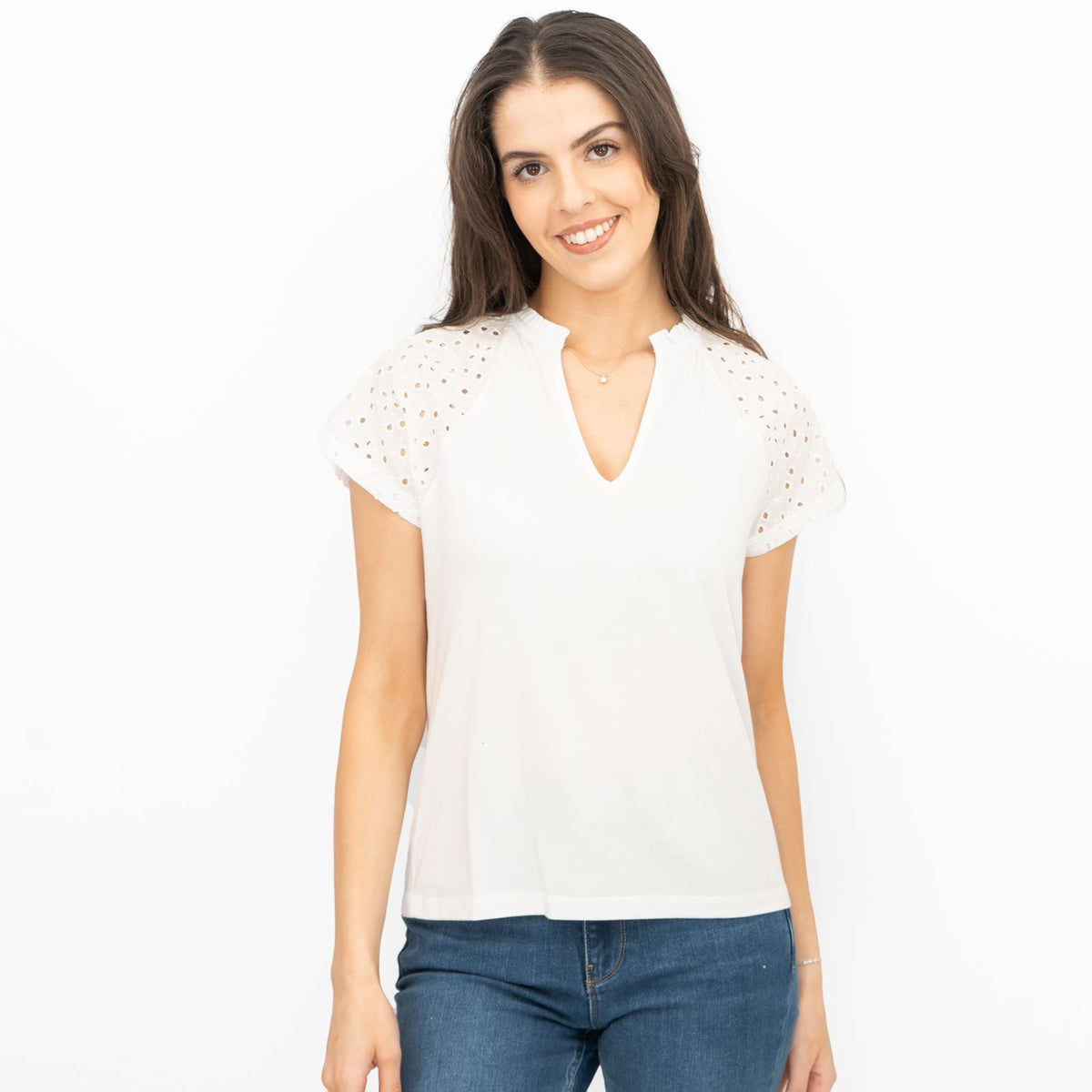 Hobbs White Beki Broderie Top - Quality Brands Outlet