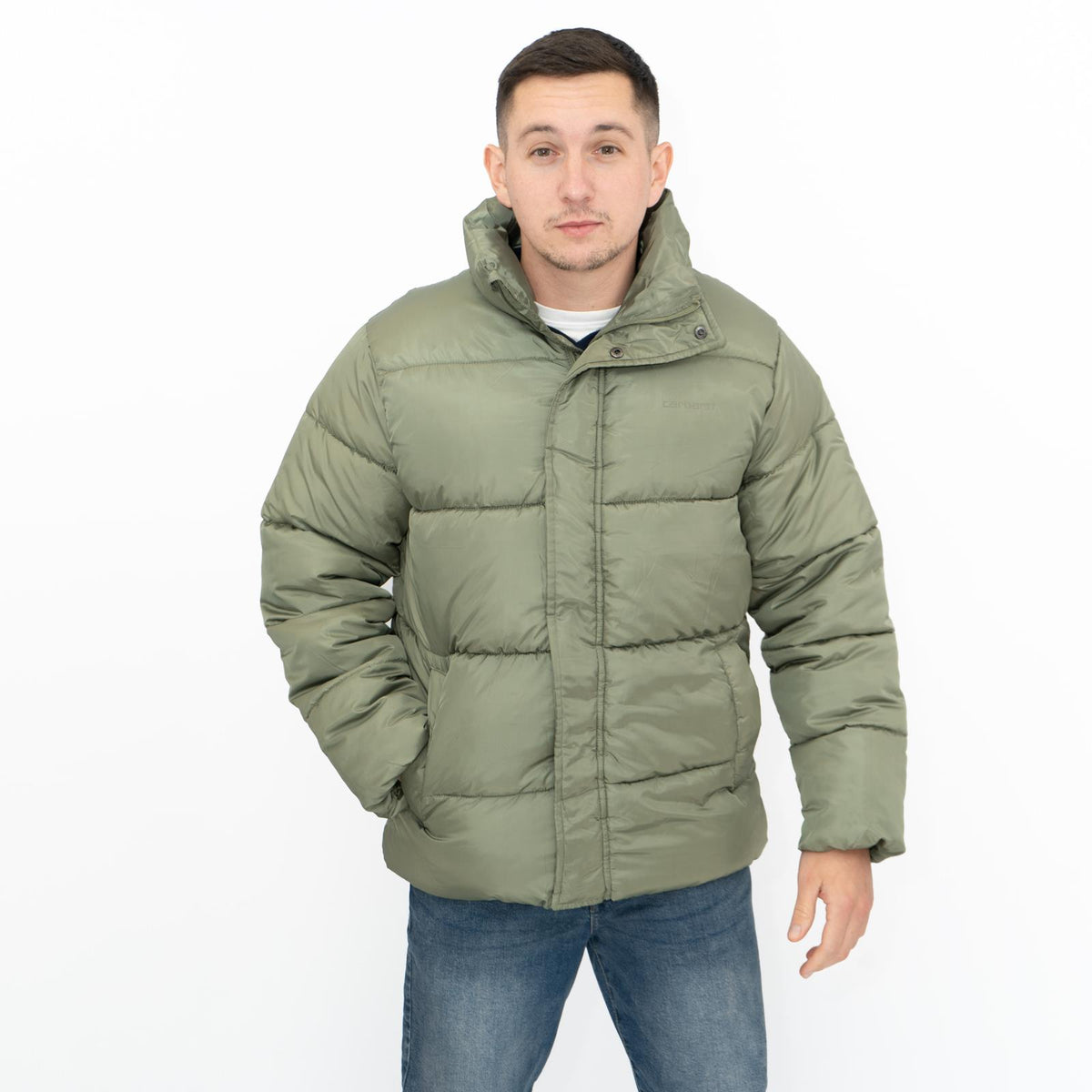 Water Repellent Olive Green Puffer Jacket - Winter Coat – Quality ...